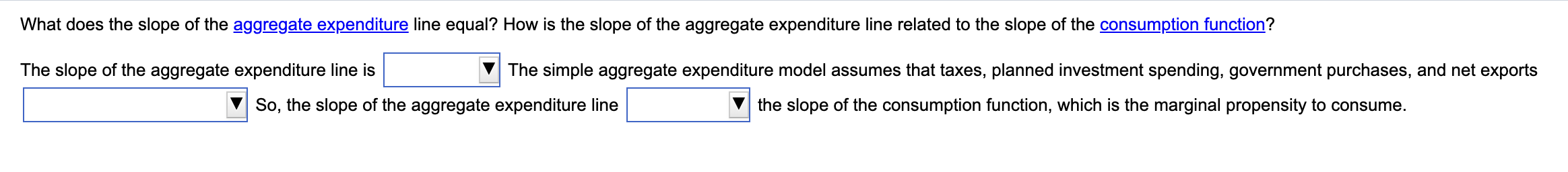Solved What does the slope of the aggregate expenditure line | Chegg.com