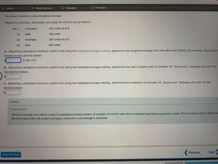 Solved eBook Show Me How Calculator Print Item Perpetual | Chegg.com