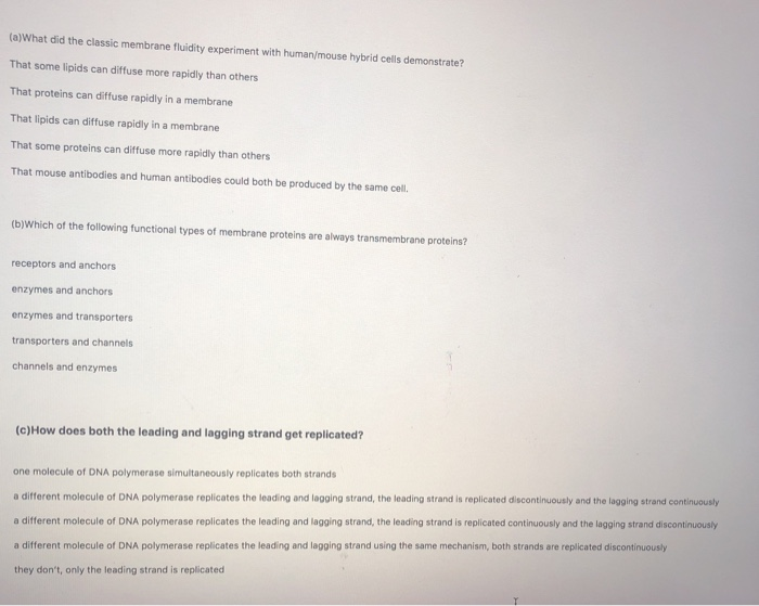 Solved (a)What did the classic membrane fluidity experiment | Chegg.com