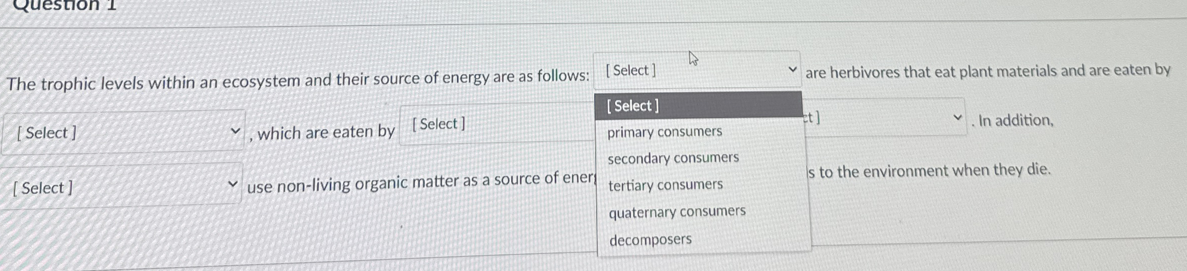 Solved The trophic levels within an ecosystem and their | Chegg.com