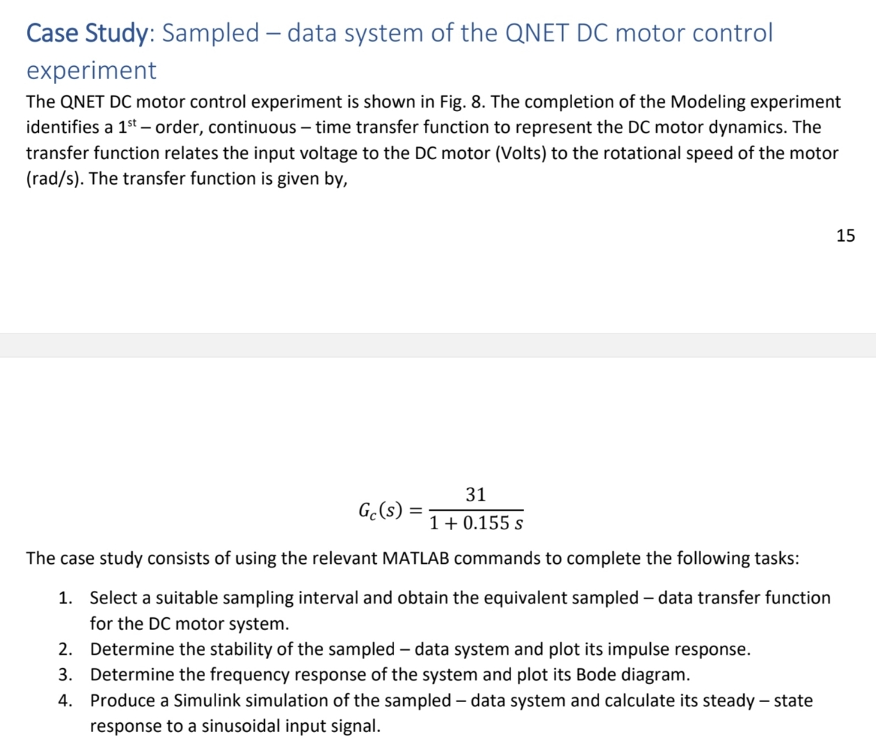 Solved Case Study: Sampled - ﻿data system of the QNET DC | Chegg.com