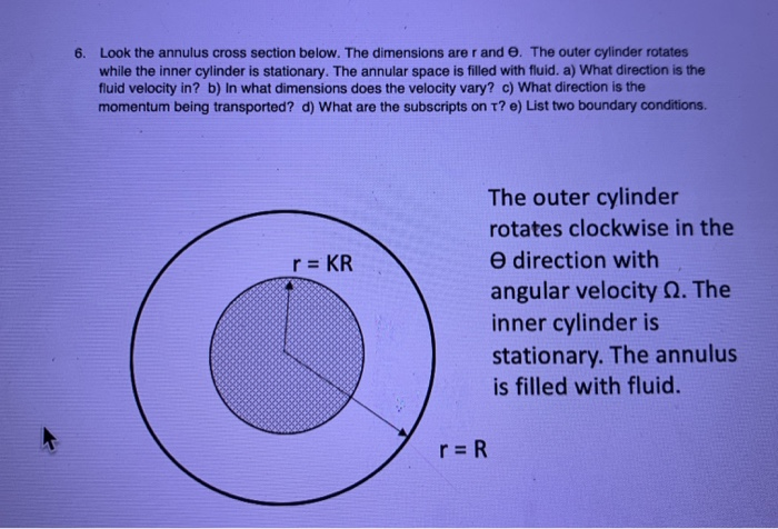 6. Look the annulus cross section below. The | Chegg.com