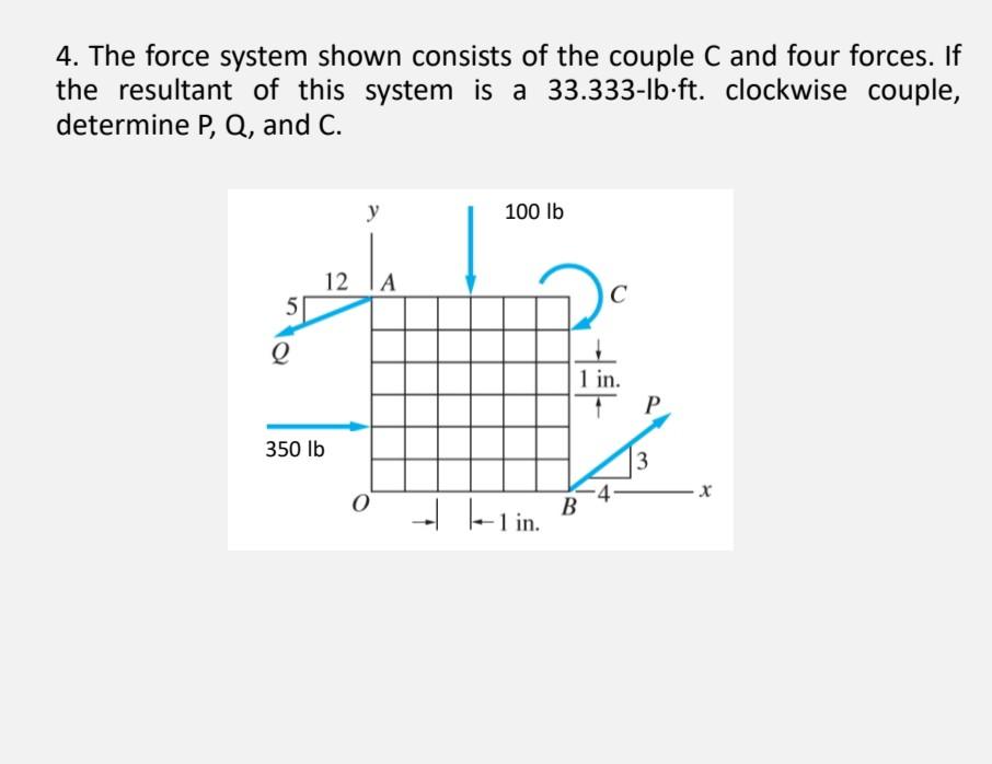 Solved 4. The force system shown consists of the couple C | Chegg.com Solved 4. The force system shown consists of the couple C | Chegg.com