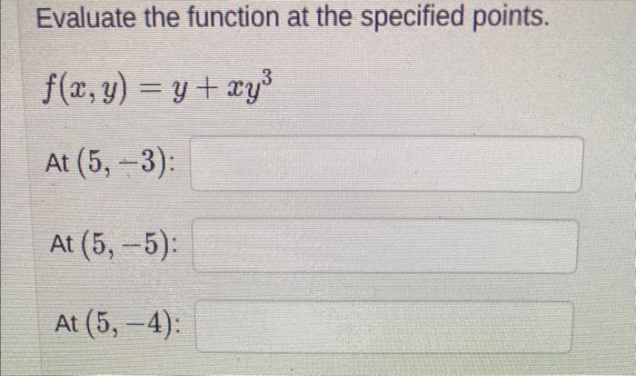 Solved Evaluate the function at the specified points. | Chegg.com