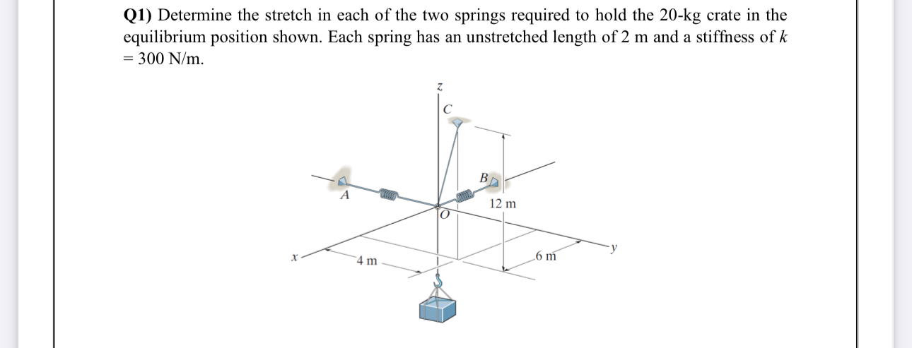 Solved Q1) ﻿Determine the stretch in each of the two springs | Chegg.com