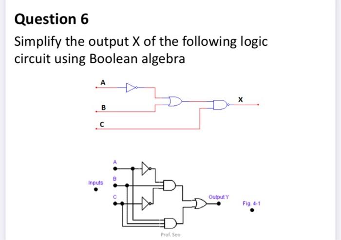 Solved Question 6 Simplify the output X of the following | Chegg.com