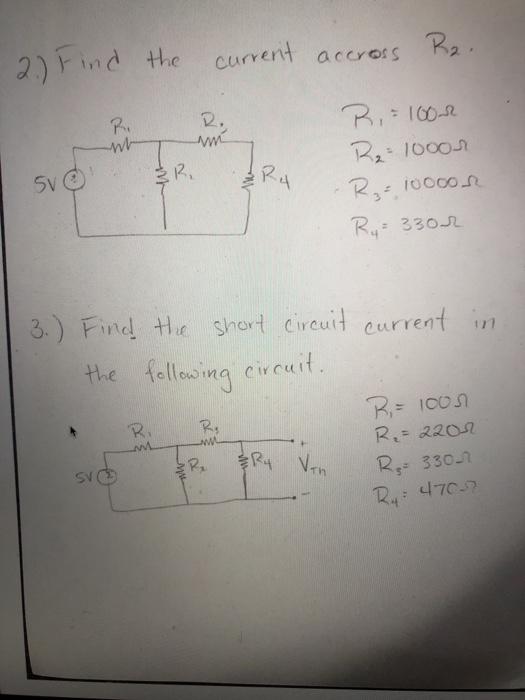 Solved 1.) Find the voltage across R. in the voltage dirider | Chegg.com