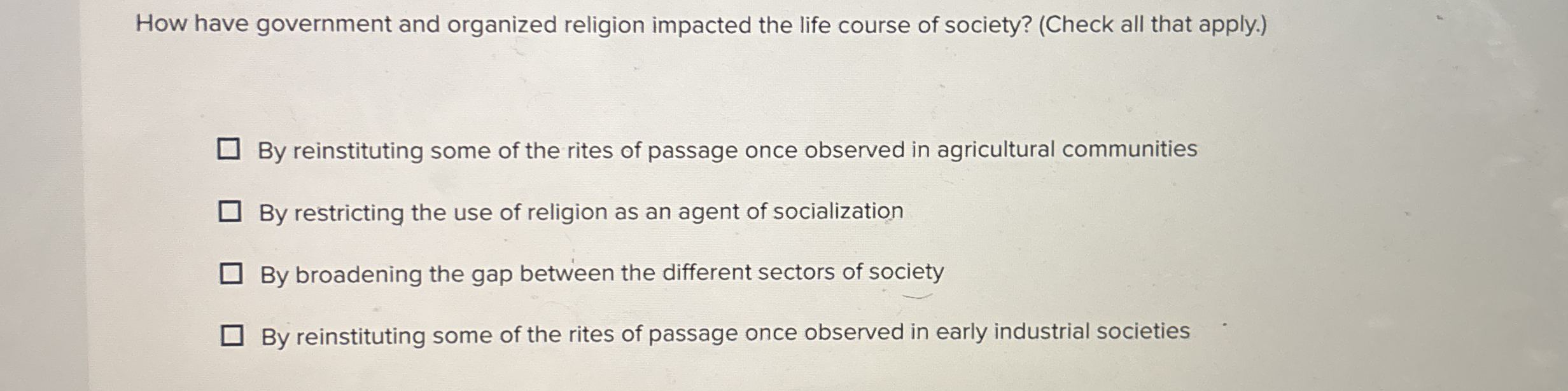 Solved How have government and organized religion impacted | Chegg.com