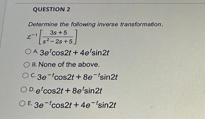 Solved Determine the following inverse transformation. | Chegg.com