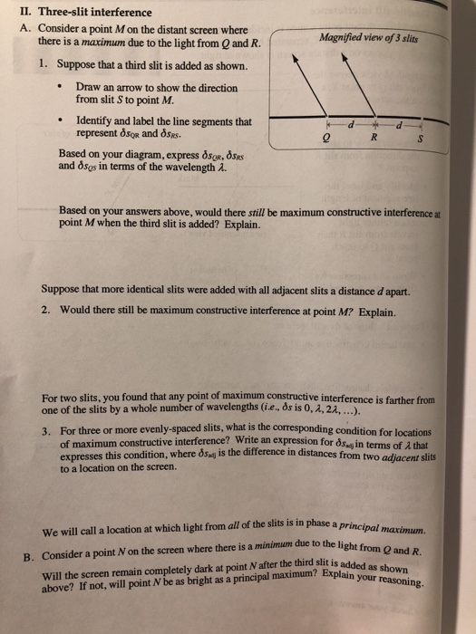 Solved II. Three-slit interference A. Consider a point M on | Chegg.com