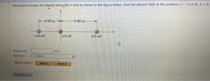 Solved Three point charges are aligned along, the x-axis'as | Chegg.com