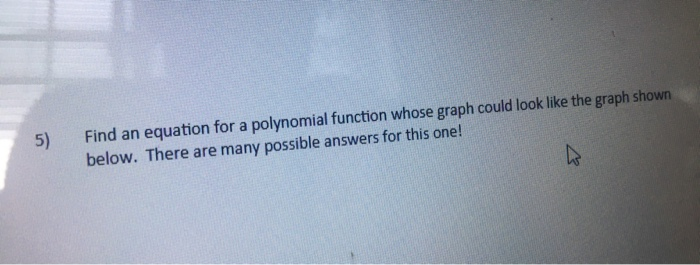 Solved 5) Find an equation for a polynomial function whose | Chegg.com