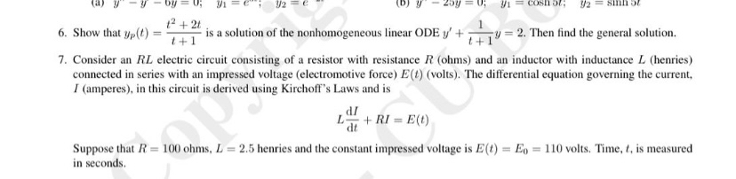 Solved Show that yp(t)=t2+2tt+1 ﻿is a solution of the | Chegg.com