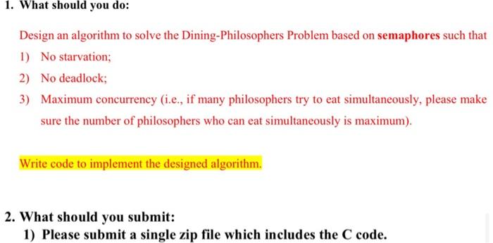 Solved Goals: Learn to use semaphores to solve the classic | Chegg.com