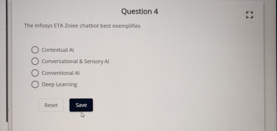 Solved Question 4The Infosys ETA Zoiee chatbot best | Chegg.com