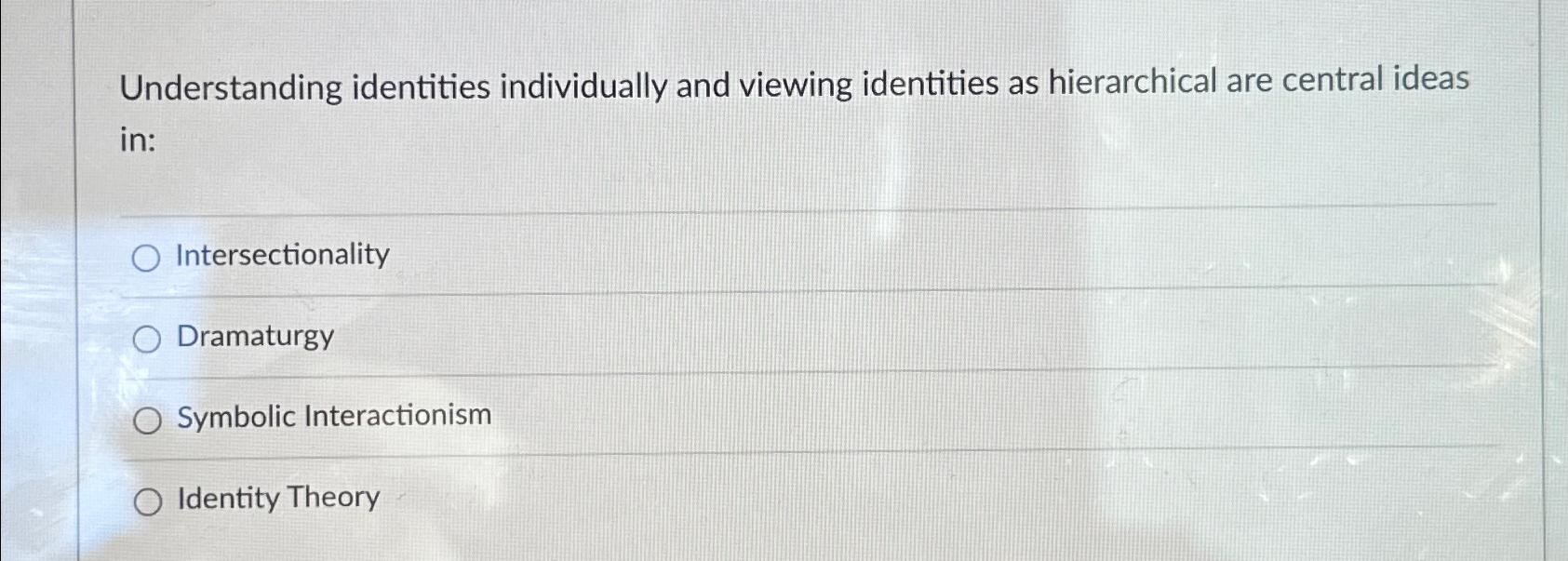Solved Understanding identities individually and viewing | Chegg.com