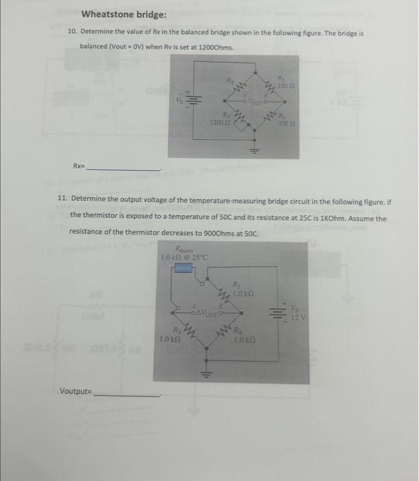 Solved 10. Determine the value of Rx in the balanced bridge | Chegg.com