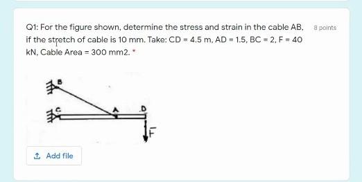 Solved Q1: For the figure shown, determine the stress and | Chegg.com