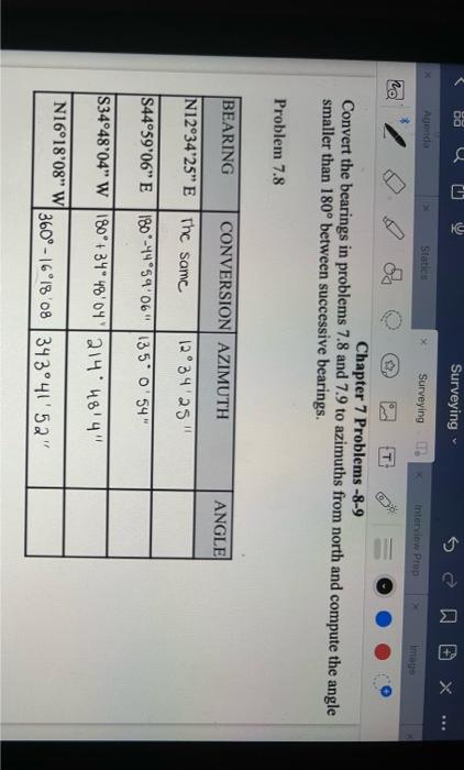 Solved Chapter 7 Problems -8-9 Convert the bearings in | Chegg.com