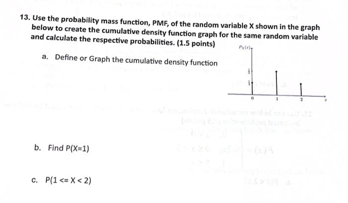 Solved 13. Use the probability mass function, PMF, of the | Chegg.com