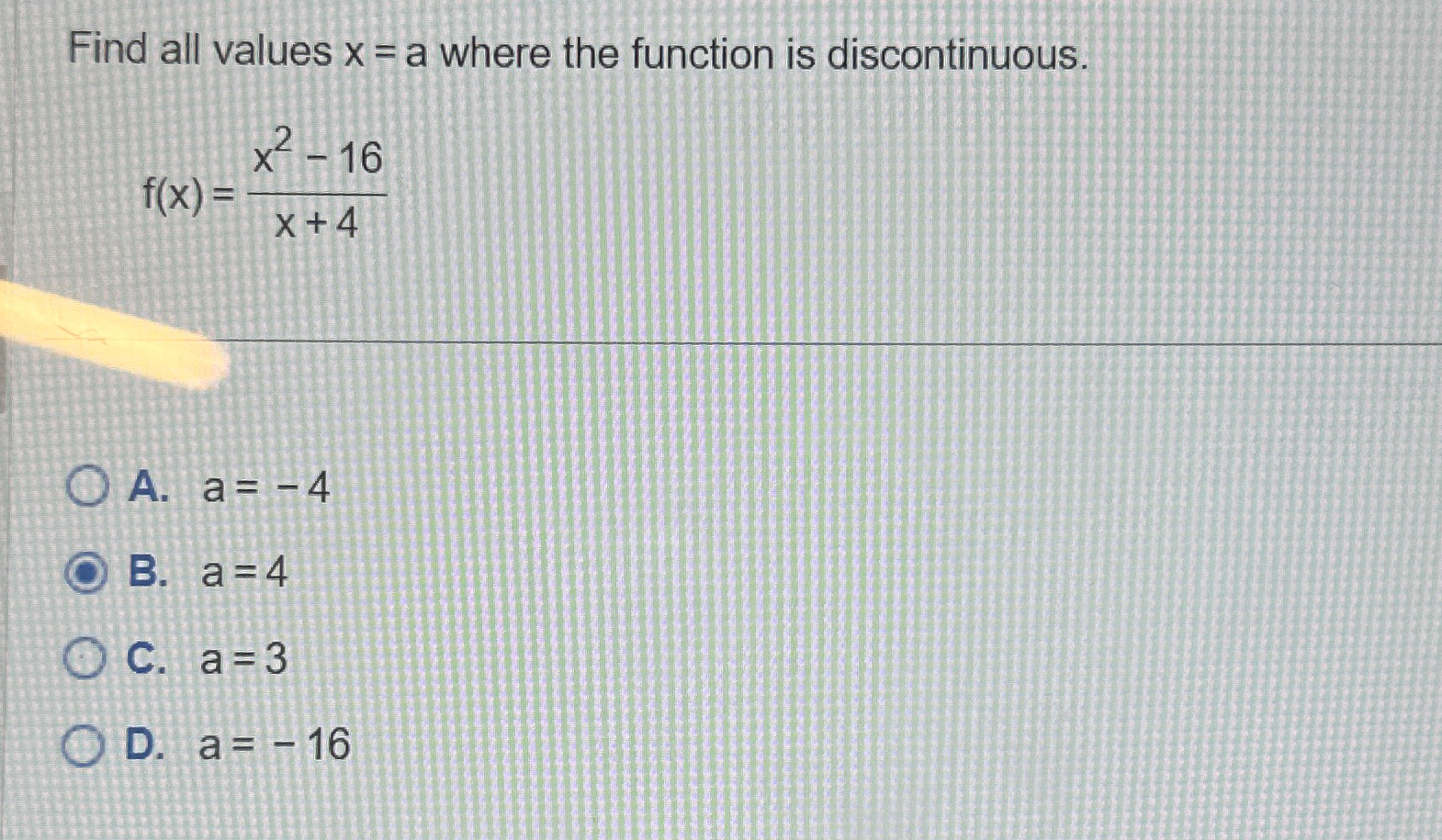 Solved Find all values x=a where the function is | Chegg.com