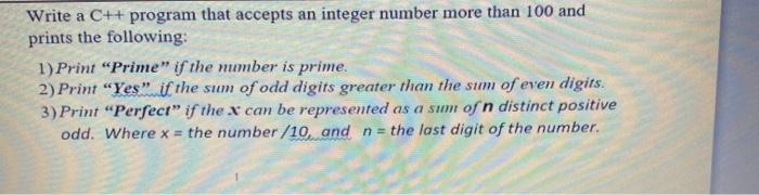 Solved Write a C++ program that accepts an integer number | Chegg.com