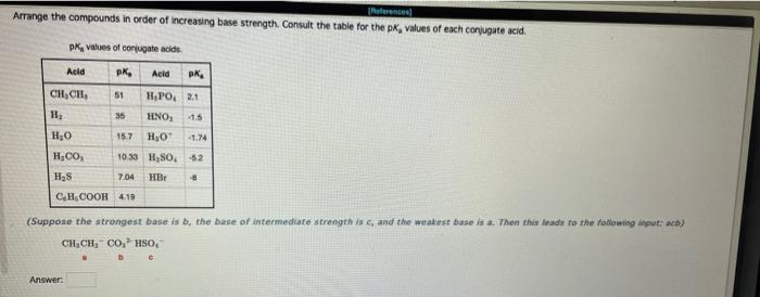 Solved Arrange the compounds in order of increasing base | Chegg.com
