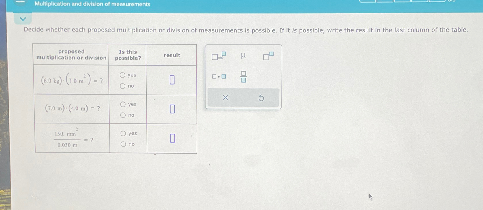 Solved Multiplication and division of measurementsDecide | Chegg.com