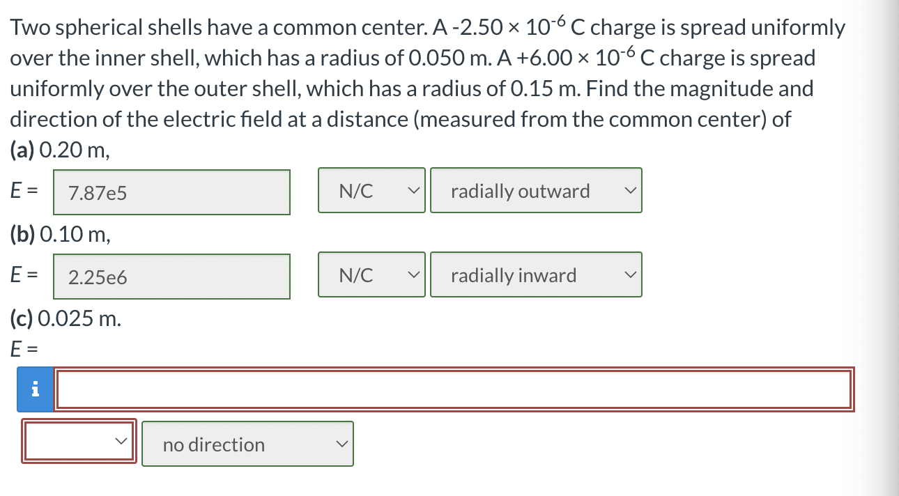 Solved Two spherical shells have a common center. A | Chegg.com
