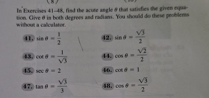 Solved In Exercises 41-48, ﻿find the acute angle θ ﻿that | Chegg.com