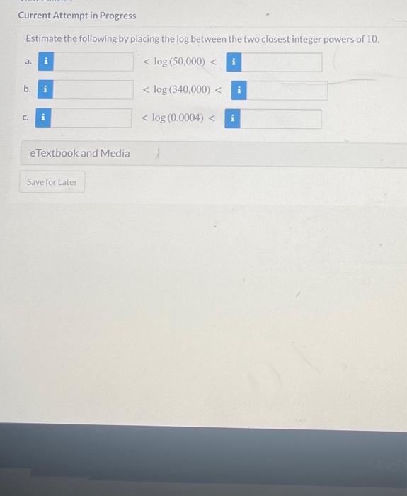 Solved Current Attempt in Progress Estimate the following by | Chegg.com
