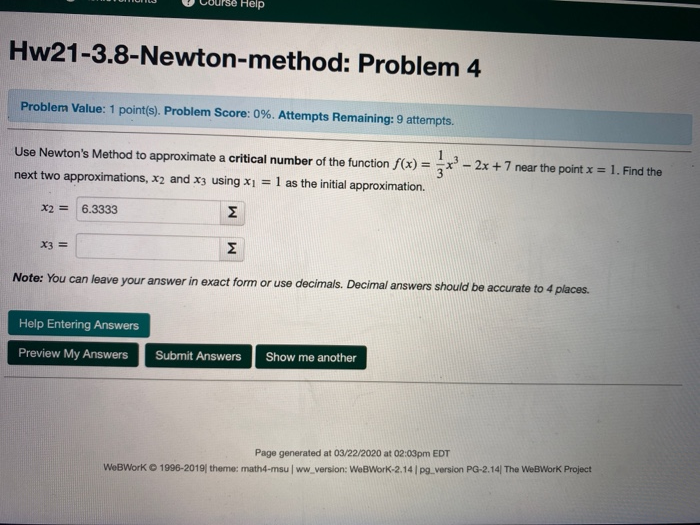 Solved V course Help Hw21-3.8-Newton-method: Problem 4 | Chegg.com