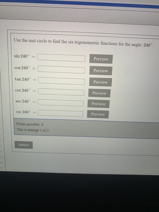 Solved Use the unit circle to find the six trigonometric | Chegg.com