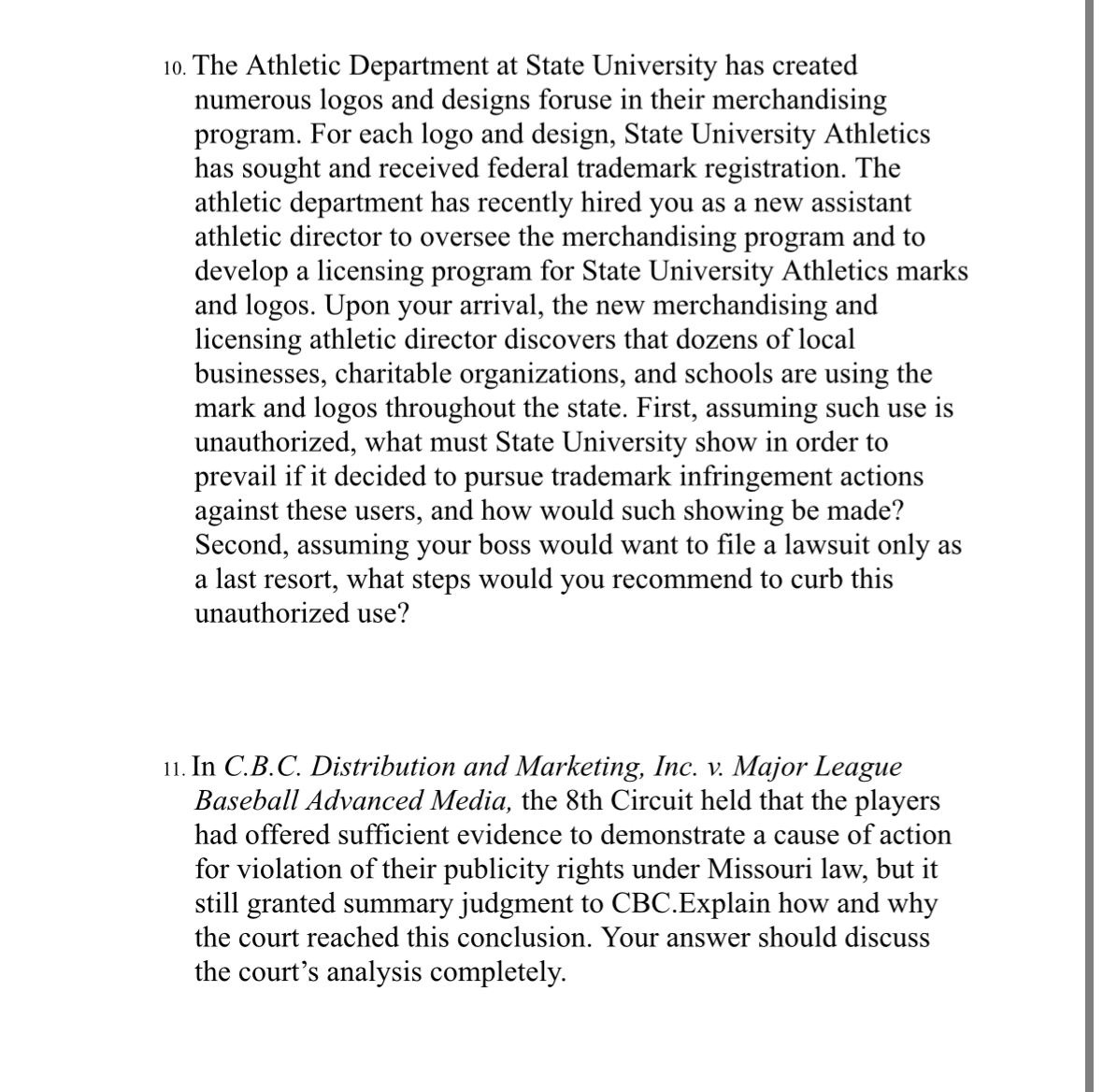 Solved The Athletic Department at State University has | Chegg.com