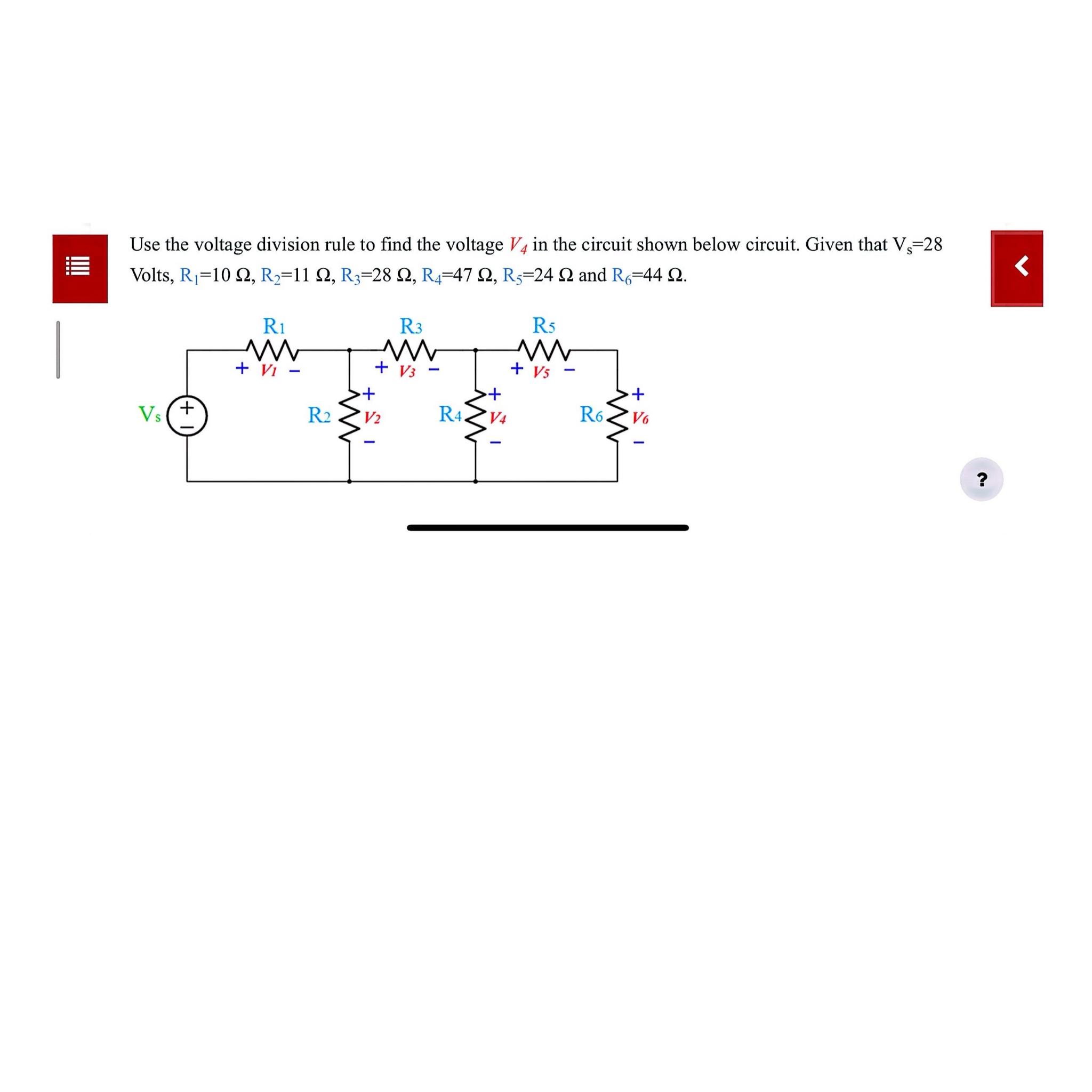 Solved Use the voltage division rule to find the voltage V4 | Chegg.com
