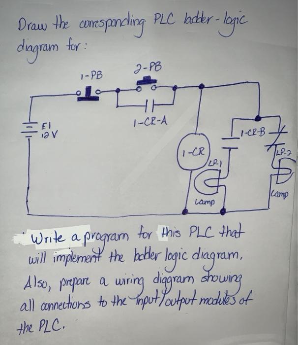 Solved Draw the coresponding PLC lader 1- logic : diagram | Chegg.com