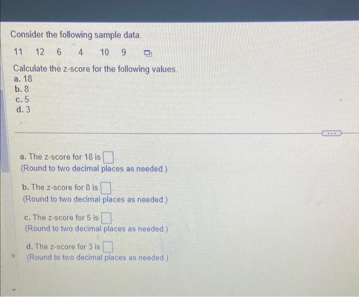 Solved Consider the following sample data. 111264109 | Chegg.com