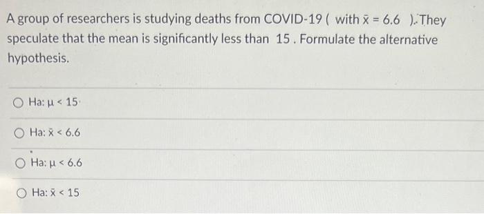 Solved A group of researchers is studying deaths from | Chegg.com