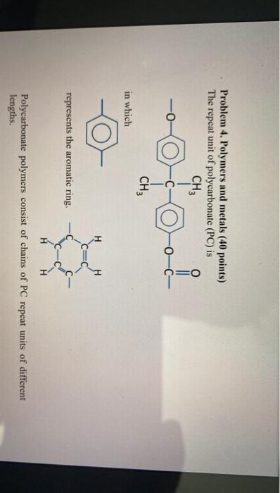 Solved Problem 4. Polymers and metals (40 points) The repeat | Chegg.com