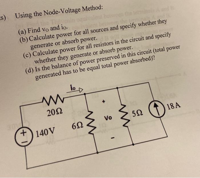 Solved Using the Node-Voltage Method: (a) Find vo and io. | Chegg.com