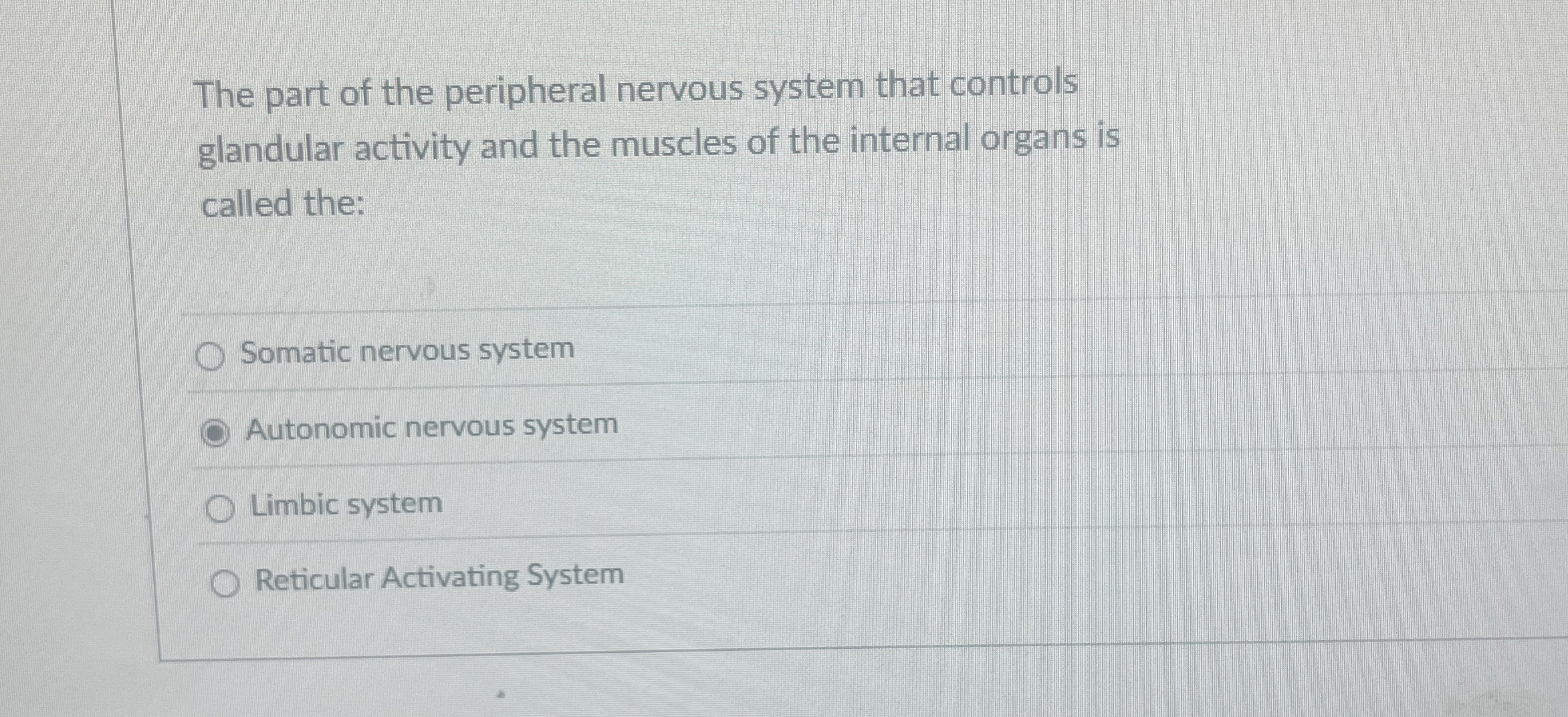 Solved The part of the peripheral nervous system that | Chegg.com