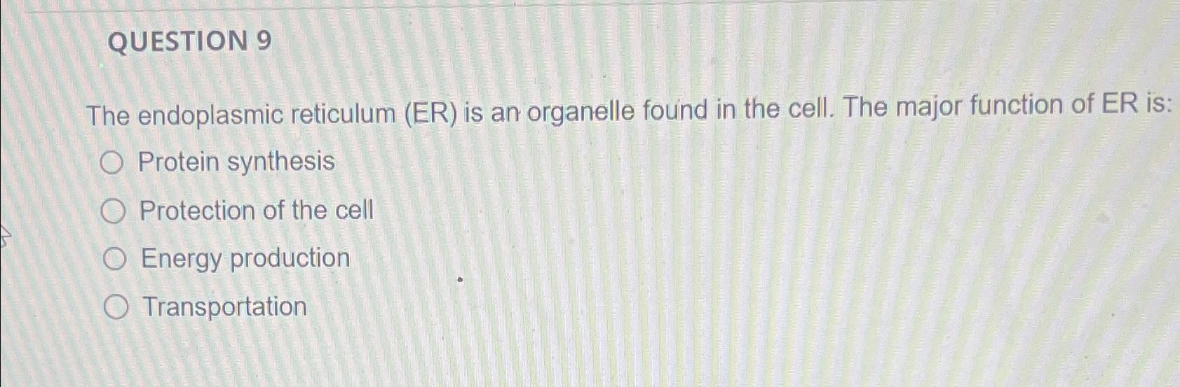 Solved QUESTION 9The endoplasmic reticulum (ER) ﻿is an | Chegg.com