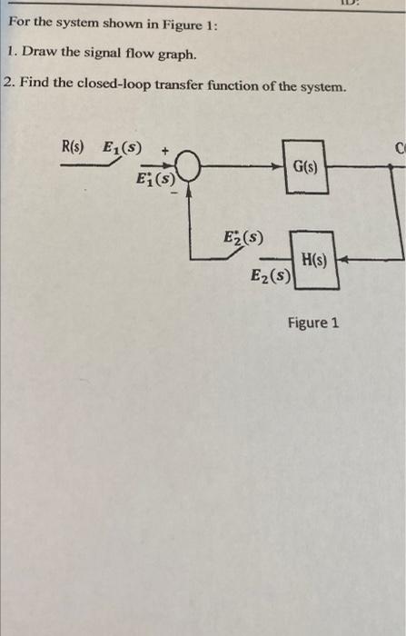 Solved For the system shown in Figure 1: 1. Draw the signal | Chegg.com