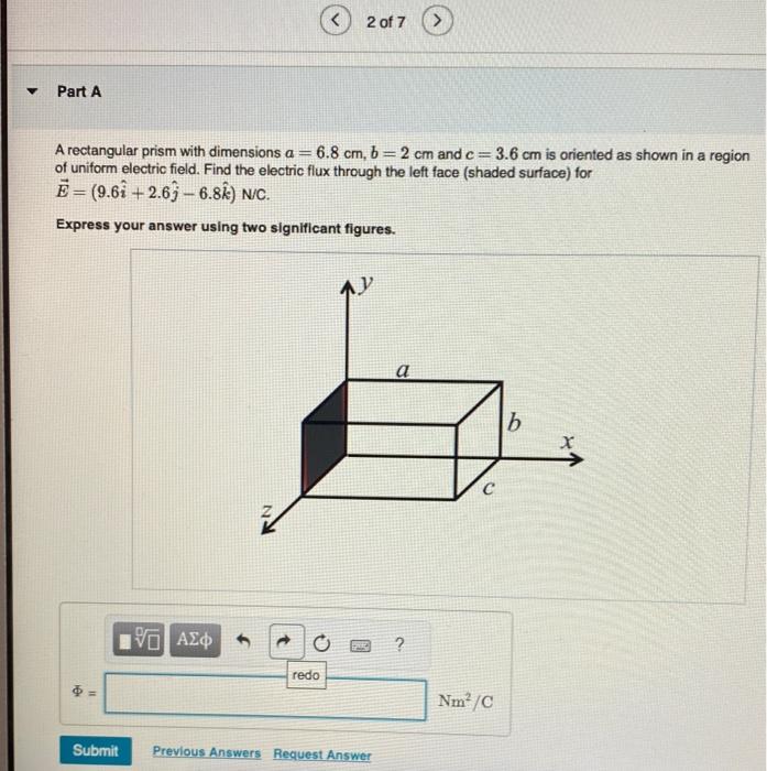 Solved 2 of 7 Part A A rectangular prism with dimensions | Chegg.com
