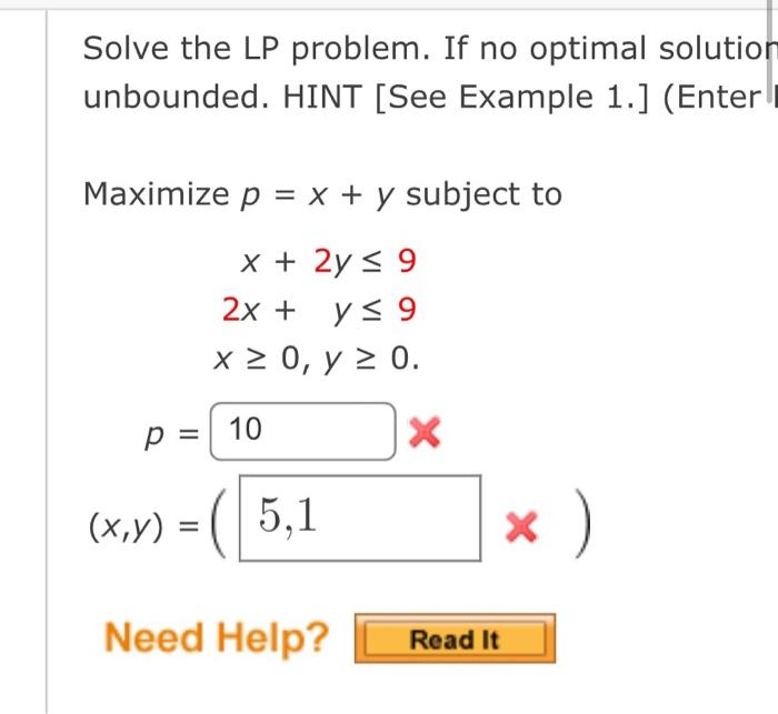 Solved Solve the LP problem. If no optimal solution | Chegg.com