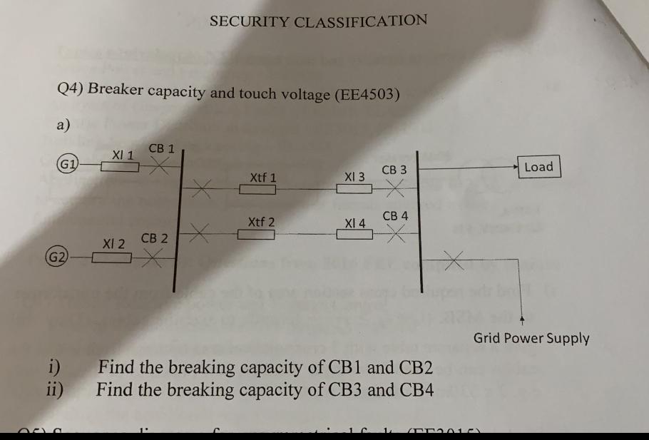 Solved SECURITY CLASSIFICATIONQ4) ﻿Breaker capacity and | Chegg.com