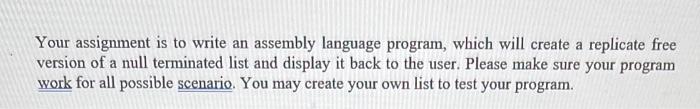 Solved Your assignment is to write an assembly language | Chegg.com