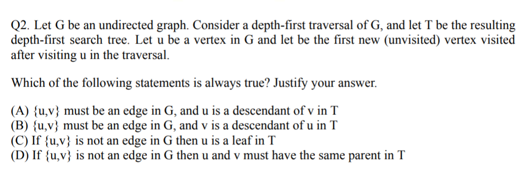 Solved Q2. Let G be an undirected graph. Consider a | Chegg.com
