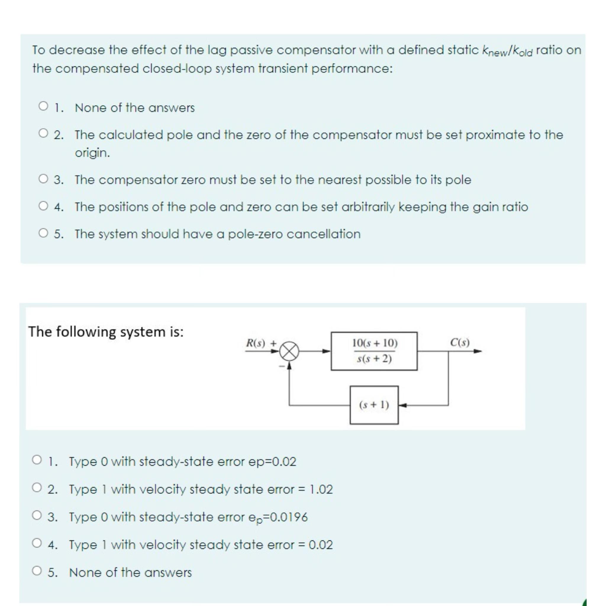 Solved To decrease the effect of the lag passive compensator | Chegg.com