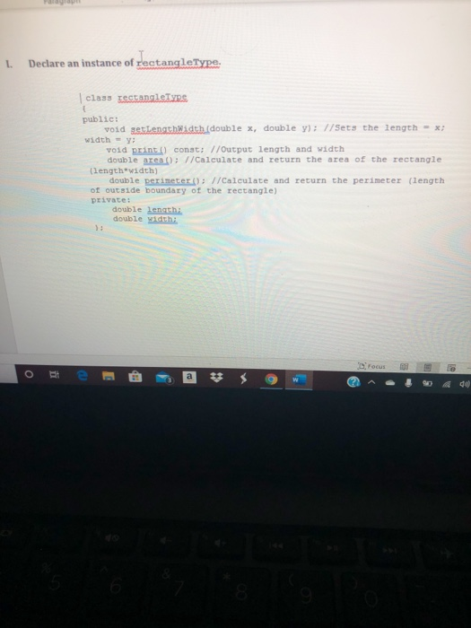 Solved I Declare an instance of rectangleType. class | Chegg.com